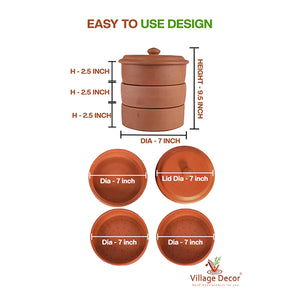 Earthen Clay Sprout Box -(3 container with lid)