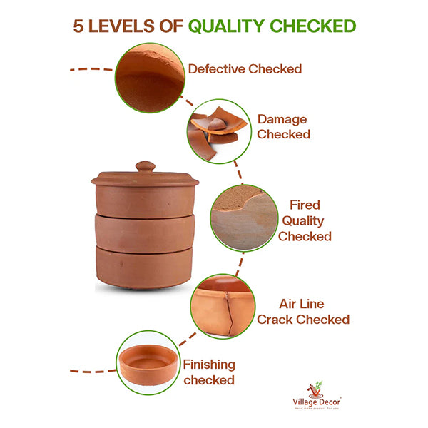 Earthen Clay Sprout Box -(3 container with lid)