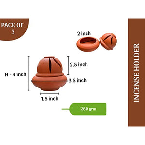 Earthen Clay Sambrani Holder With Lid - Set of 2