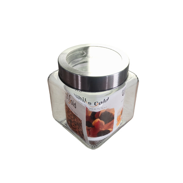 Home Cart White Gold Glass Air Tight Multipurpose Jar Storage Containe