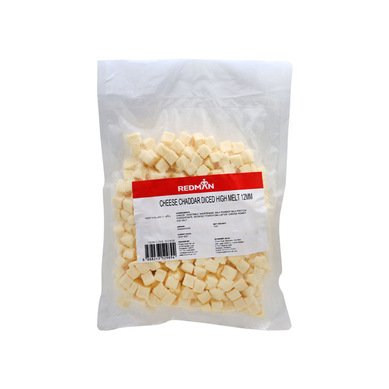 Redman Redman Diced Cheddar High Melt Cheese 12mm - 1 Kg