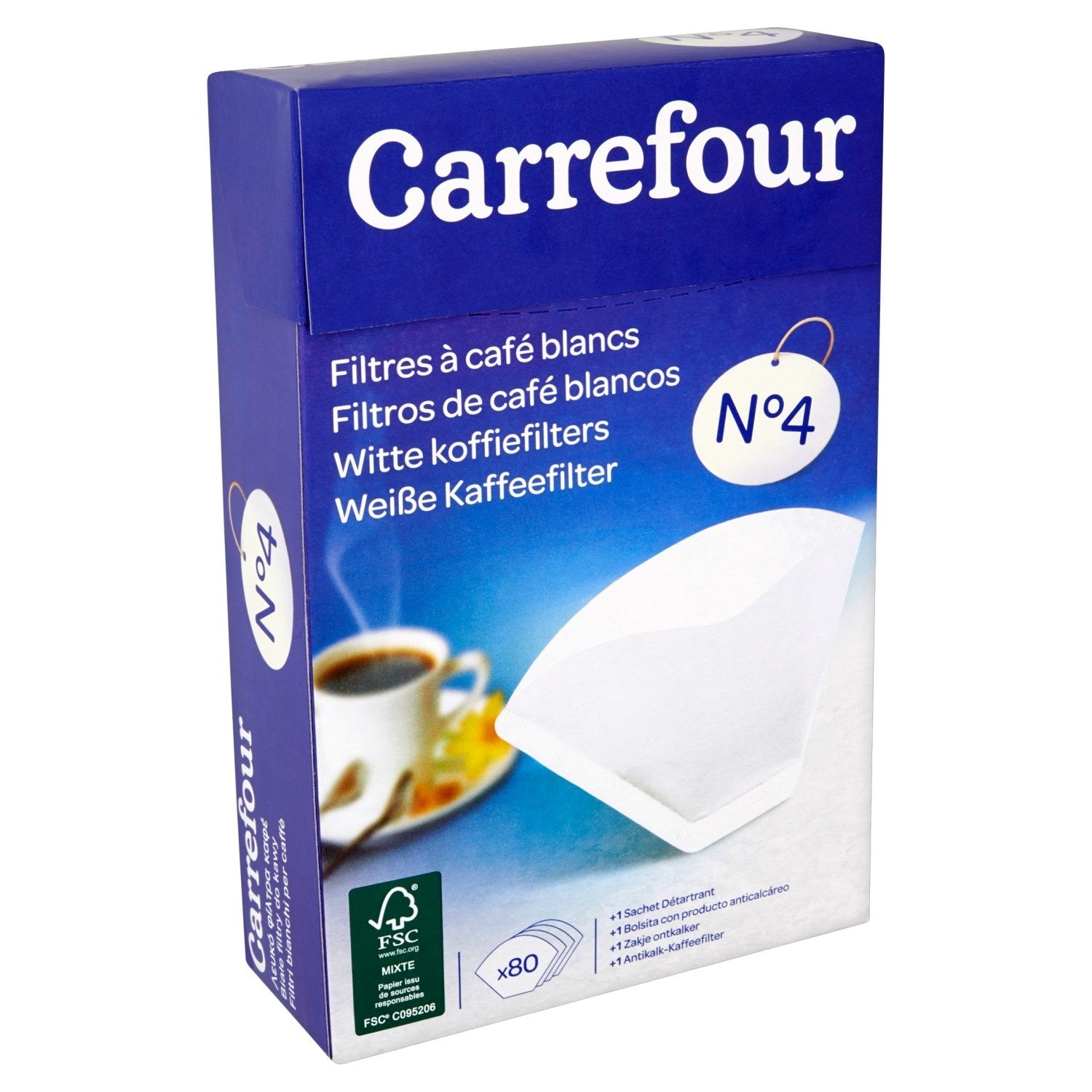 Carrefour White Coffee Filters N4 - 80Pc