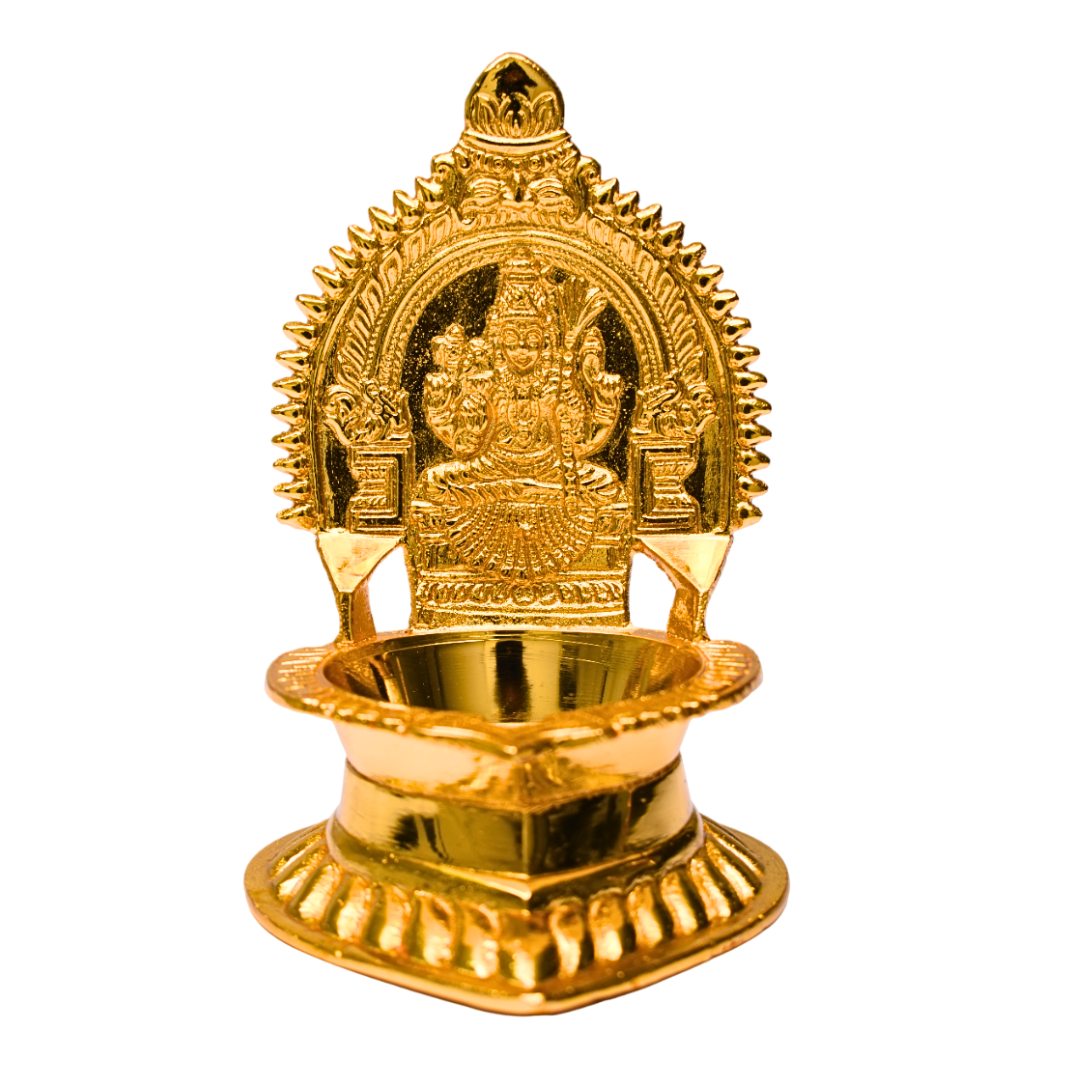Brass Karumbu Kamatchi Oil Lamp Gold Plated Specially From Nachiyarkov