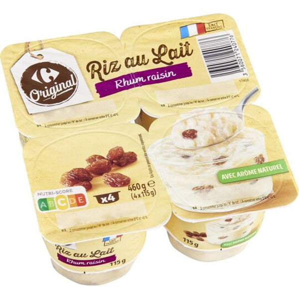 Carrefour Rum Raisin Rice Pudding Dessert - 115 G