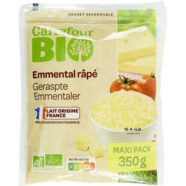 Carrefour Org Grated Emmental Cheese - 350 G