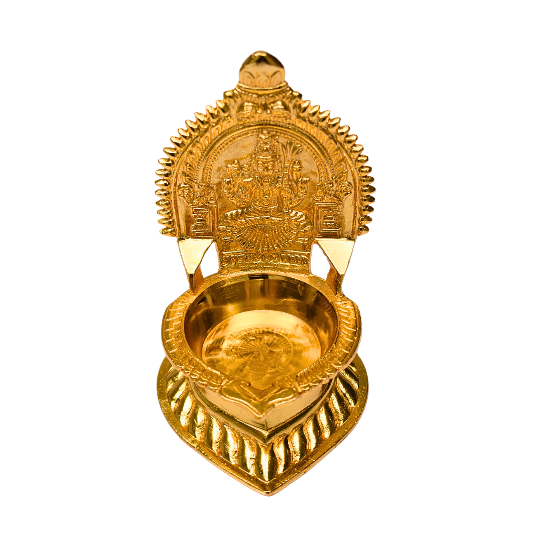 Brass Karumbu Kamatchi Oil Lamp Gold Plated Specially From Nachiyarkov
