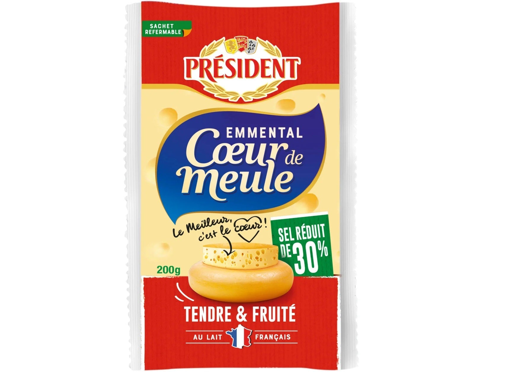 President Low Salt Emmental Cheese - 200 G