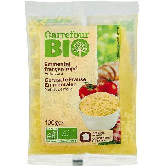 Carrefour Org Grated Emmental Cheese - 100 G