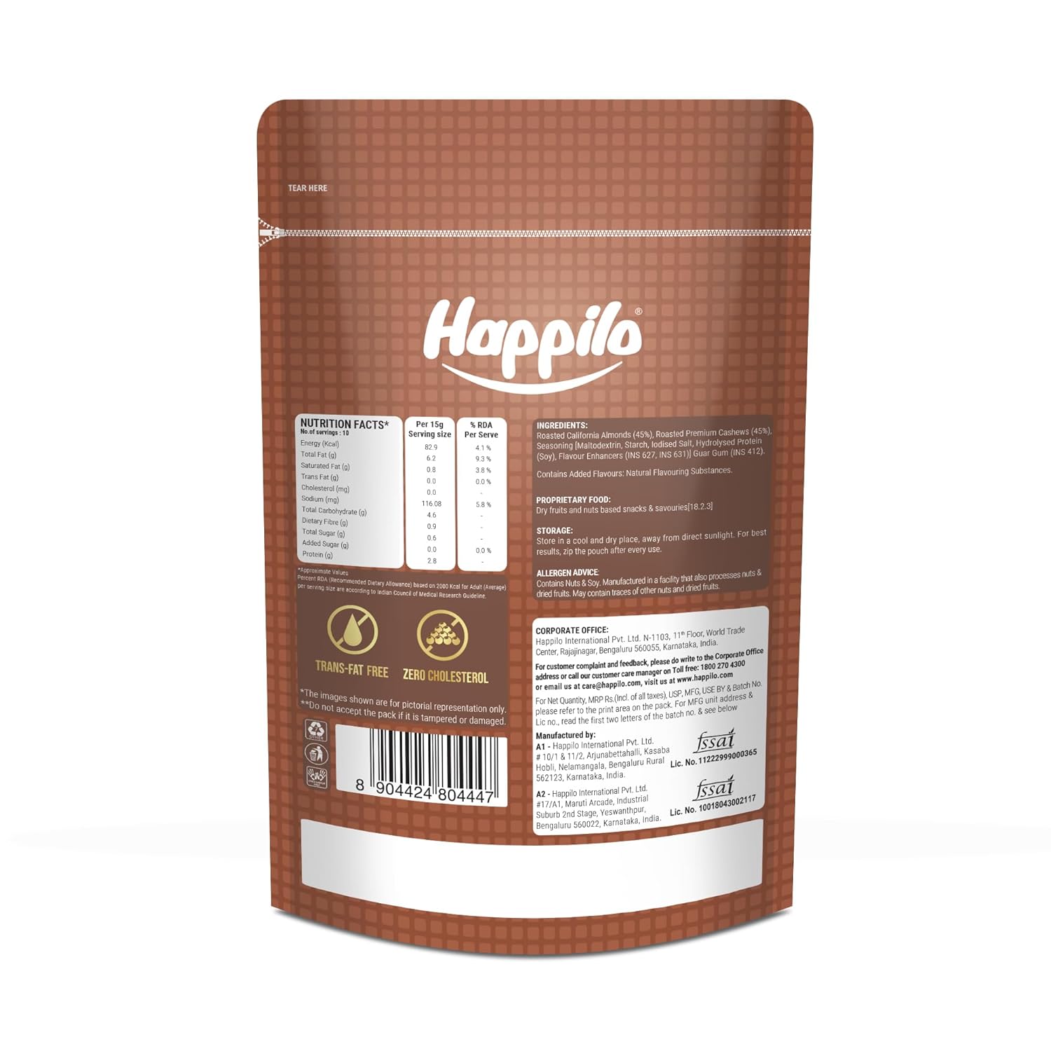 Happilo Premium International Smoked Almond Cashew Mix - 45 g