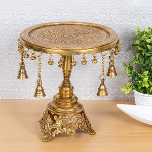 Brasshouse Brass Decorative Uruli Stand With Hanging Bells
