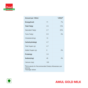Amul Gold Extra Cream UHT Milk 12 x 1 L Online in Singapore | Amul Gold ...