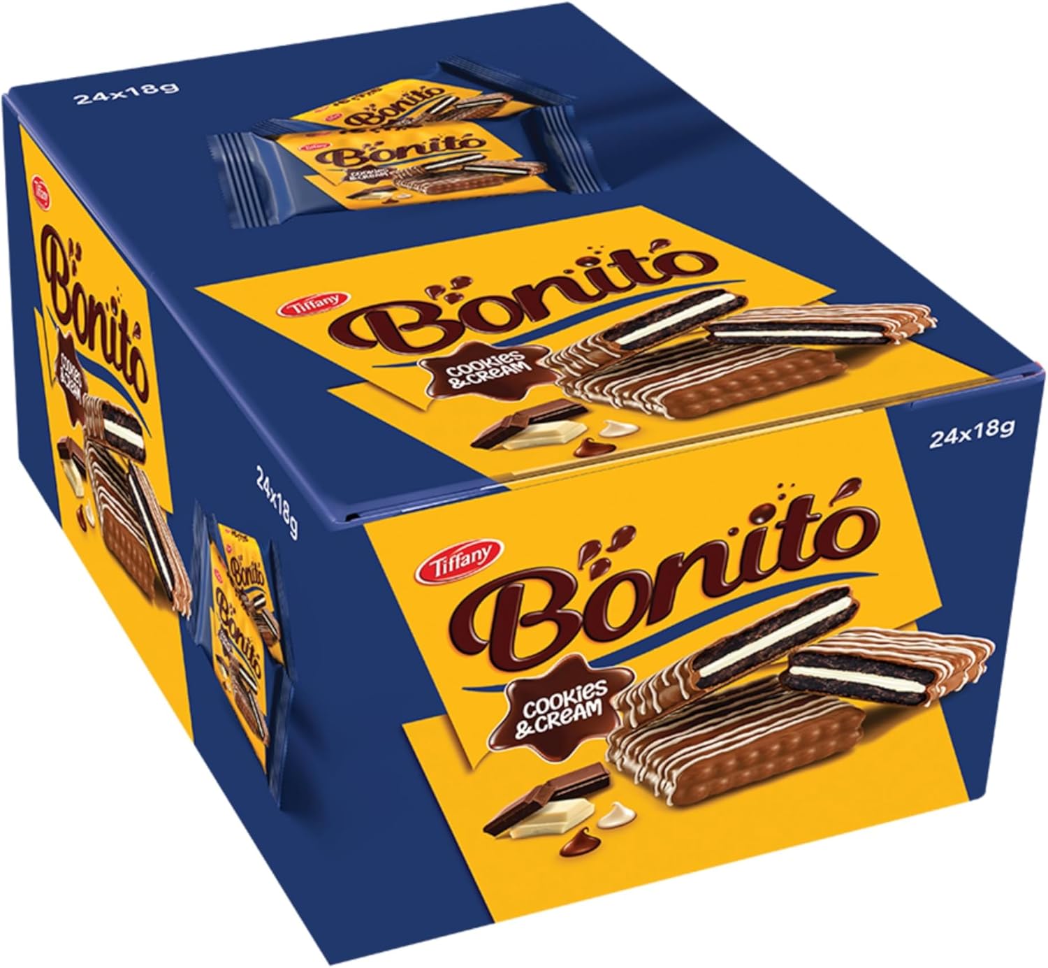 Tiffany Bonito Cookies & Cream Chocolate Coated Sandwich Biscuit - 432