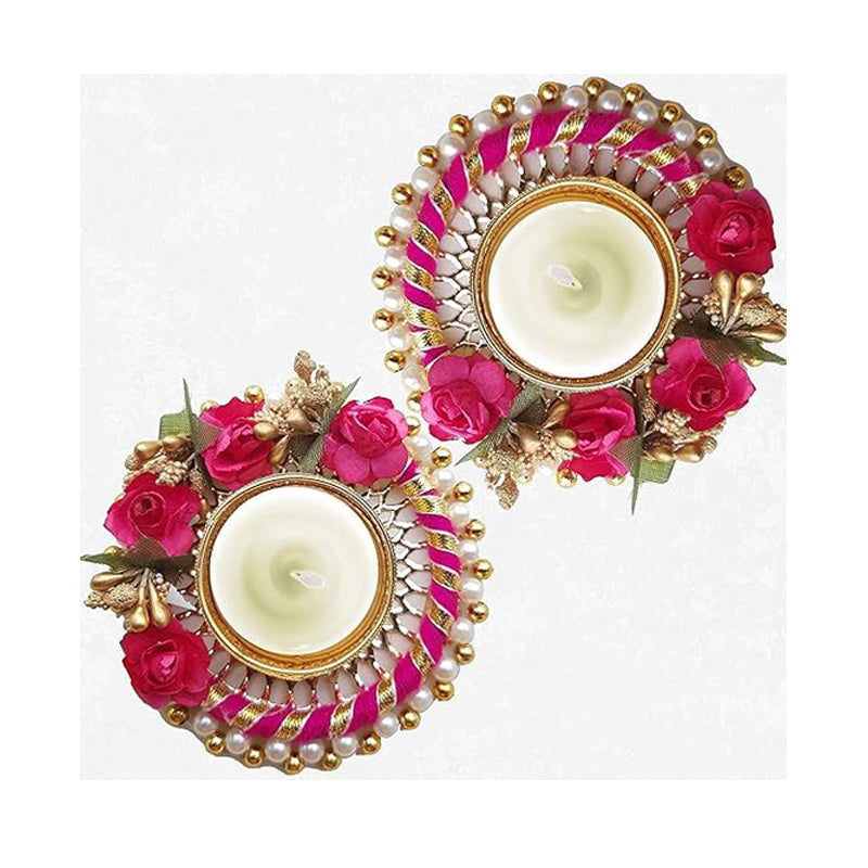 Decorative Plastic Metallic Diwali Diya - Set of 2