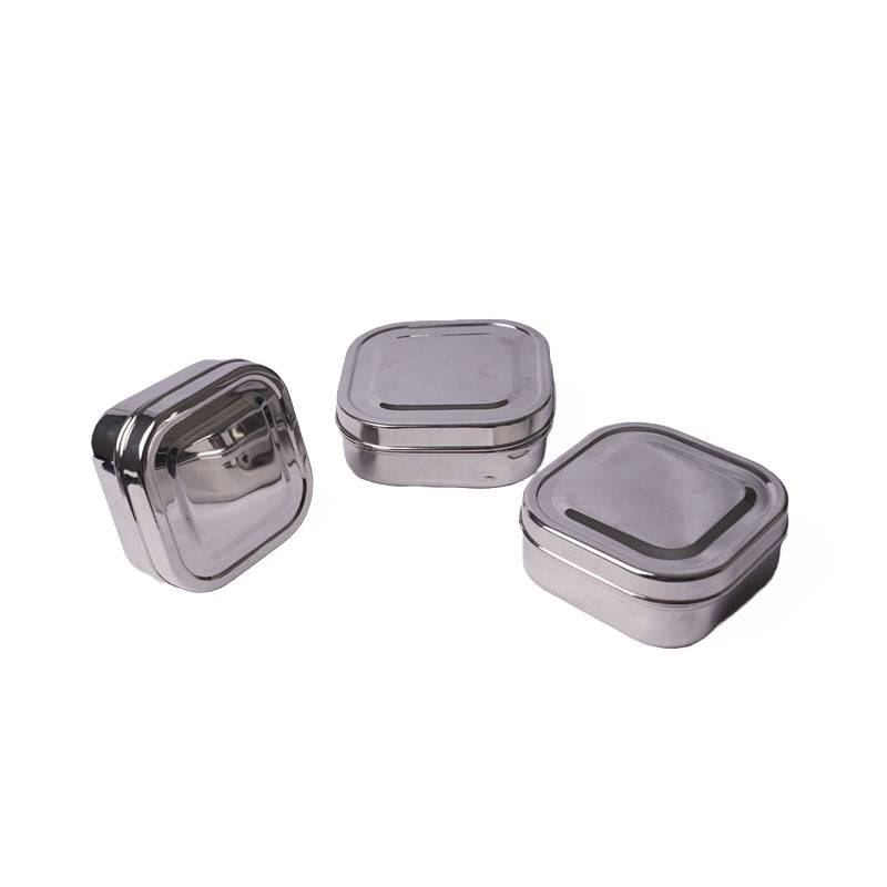 Stainless Steel Nested Square Snack Dabba - Set Of 3