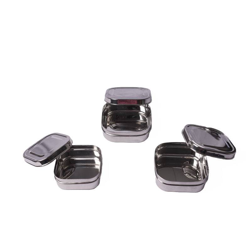 Stainless Steel Nested Square Snack Dabba - Set Of 3