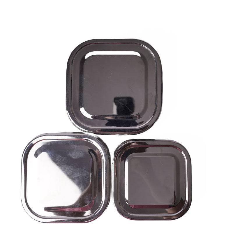 Stainless Steel Nested Square Snack Dabba - Set Of 3
