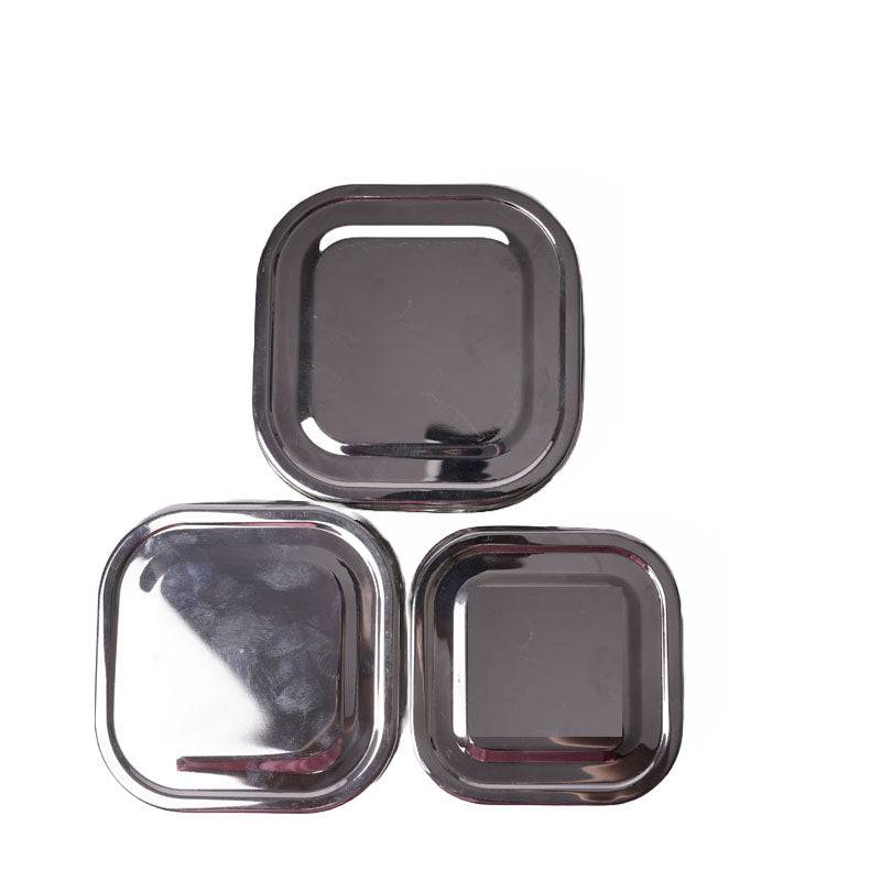 Stainless Steel Nested Square Snack Dabba - Set Of 3