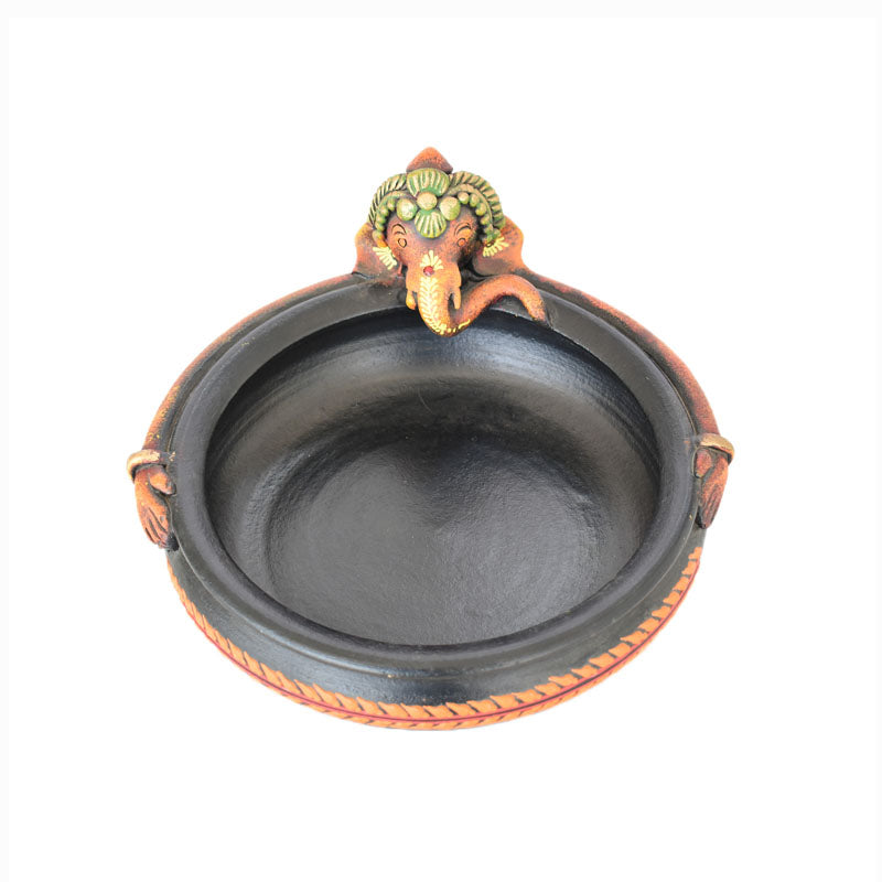 Traditional clay Ganesh Face Uruli Large - 1 pc