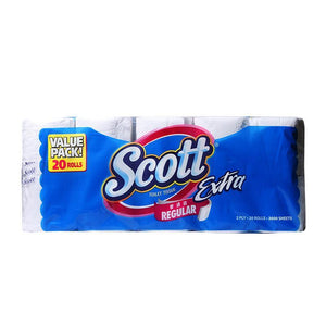 Scott 2 Ply Extra Regular Toilet Tissue Rolls - 20 Rolls x 180 Sheets
