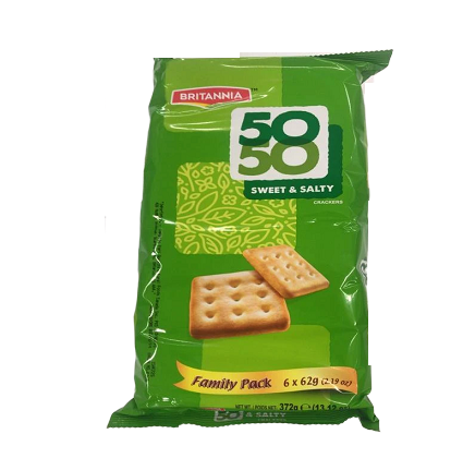 Britannia 50 50 Biscuits Sweet & Salty Family Pack - 372 g (6 x 62 g)