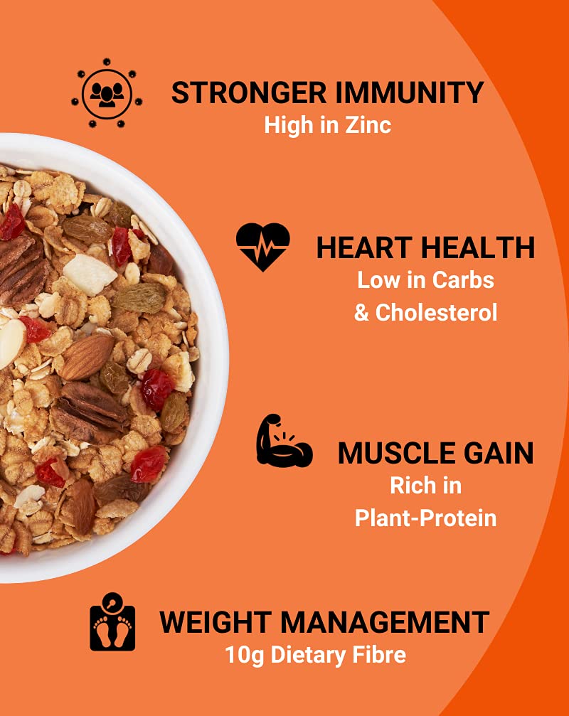 True Elements Muesli Fruit and Nuts Clean Protein Cereal for Breakfast